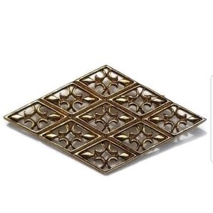Vintage | Jewelry | Vtg Diamond Shaped Gold Toned Metal W Swirls Pin ...